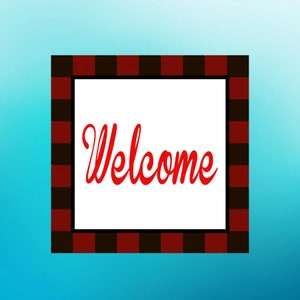 Red Black Buffalo Plaid Welcome Aluminum Wreath Sign - Etsy
