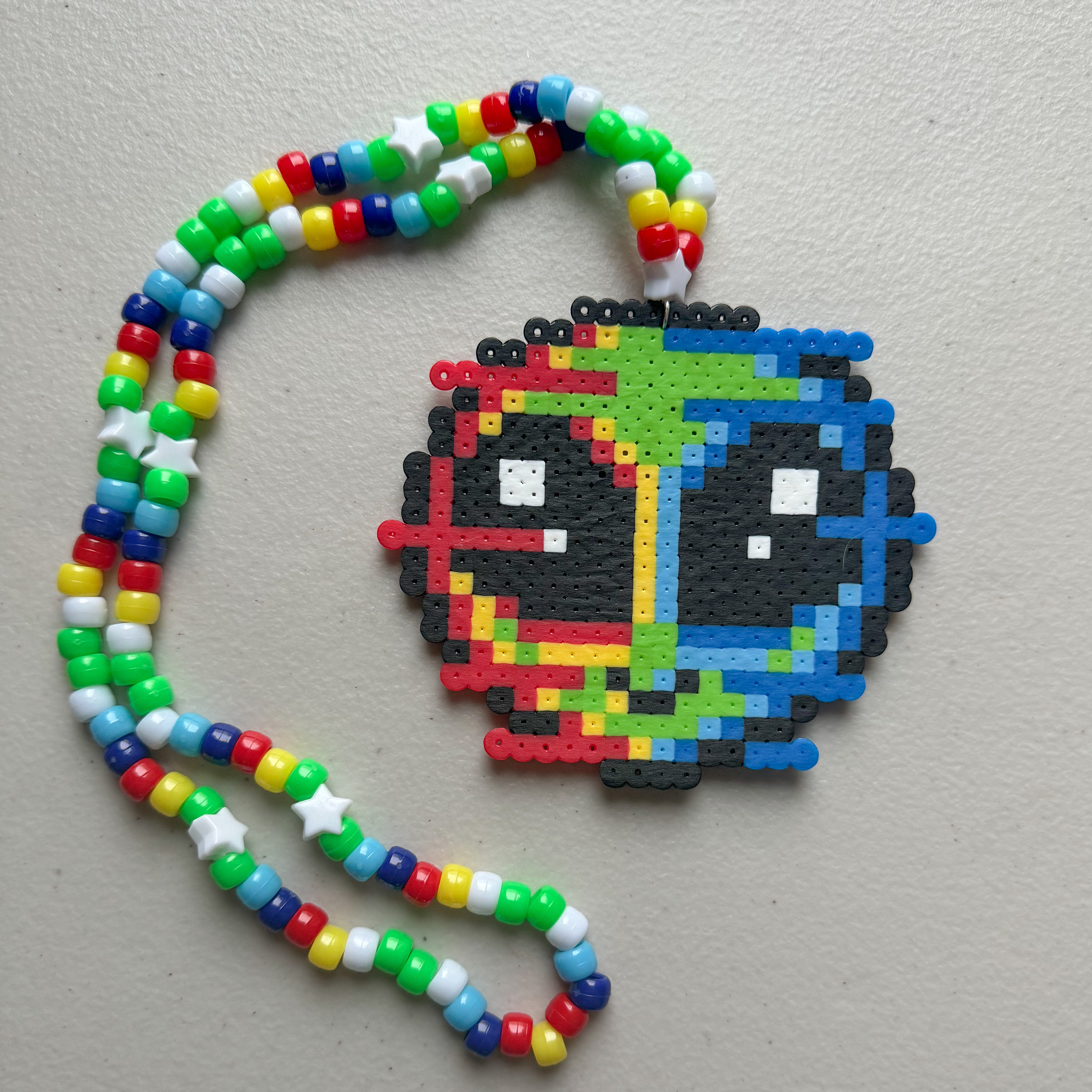 Glitchy Alien Perler Kandi Necklace | Trippy | Glitch Art - Etsy