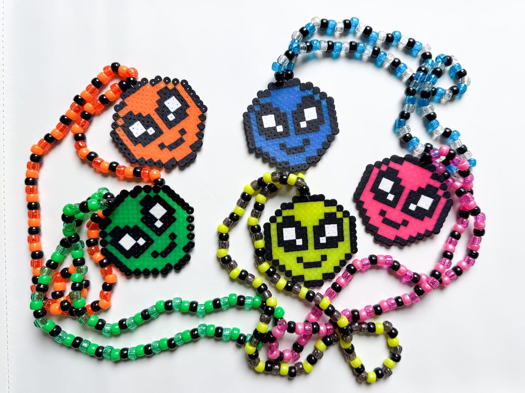 Neon Alien Perler Bead Kandi Bundle: 5 Necklaces & Bracelets - Etsy