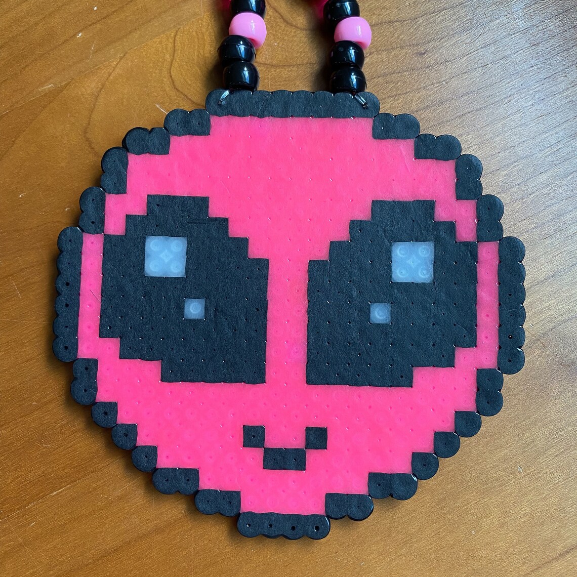 Neon Pink Perler Bead Alien Kandi Necklace | Semi-transparent Beads - Etsy