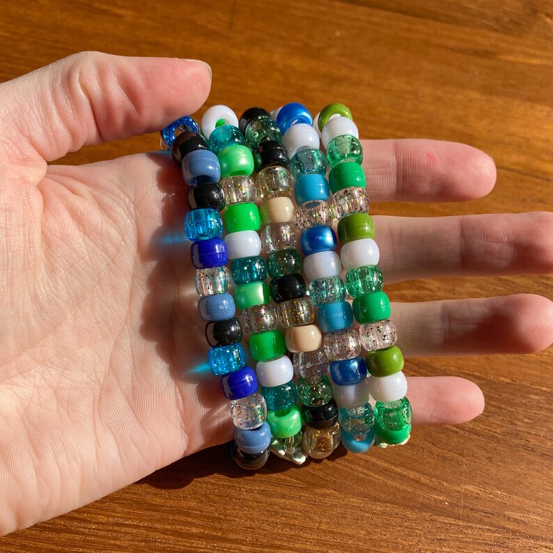 Sea Turtle Sparkly Kandi Stackable Bracelets, 5 Bracelets | Glass ...