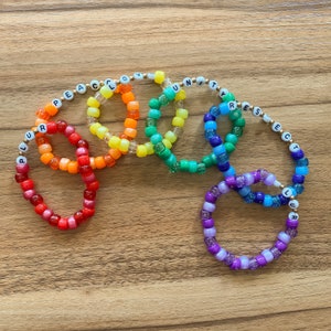 PLUR Peace Love Unity Respect Rainbow Kandi Bracelet Set - Etsy