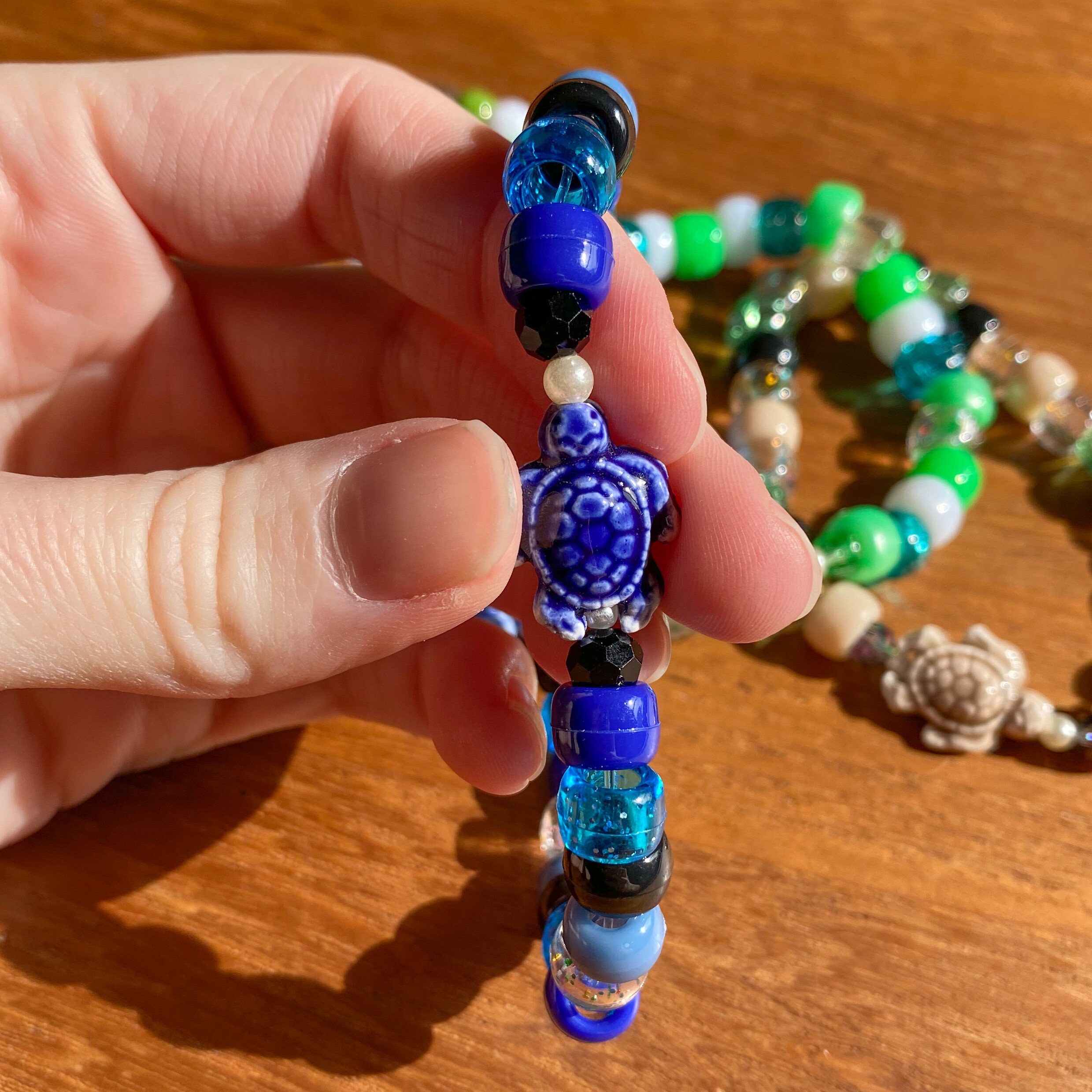 Sea Turtle Sparkly Kandi Stackable Bracelets, 5 Bracelets | Glass ...