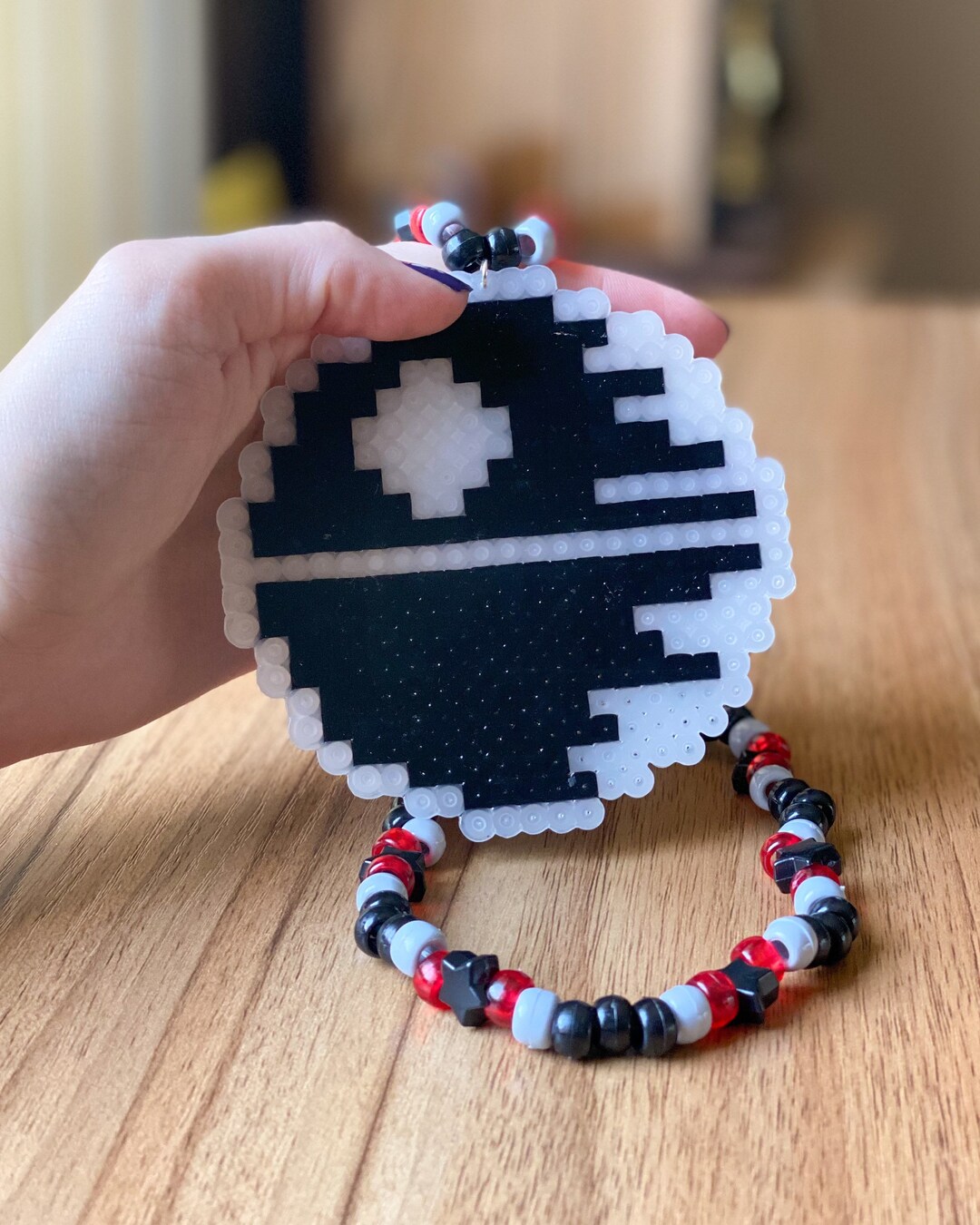 Death Star Perler Kandi Necklace - Etsy