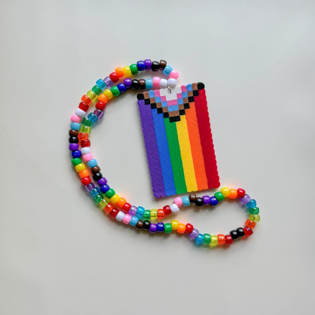 Pride Flag Kandi Necklace | Progress Pride | Pride Month | Rainbow ...