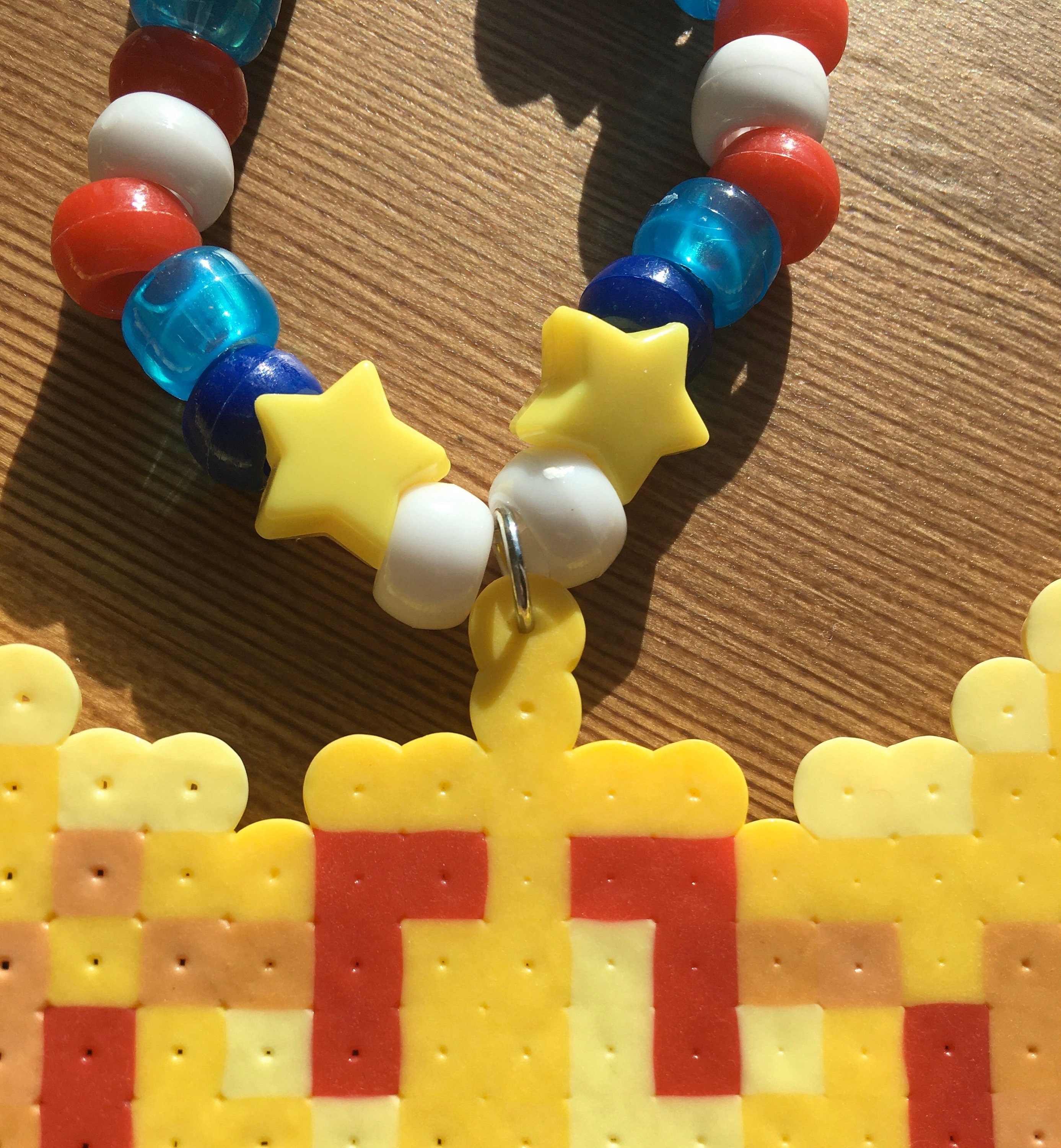 Captain Marvel Perler Kandi Necklace - Etsy