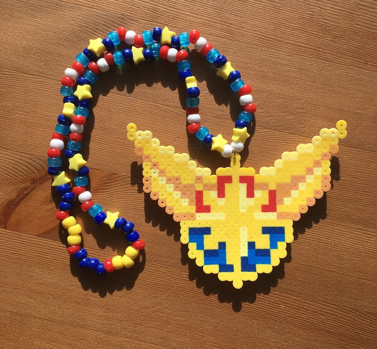 Captain Marvel Perler Kandi Necklace - Etsy