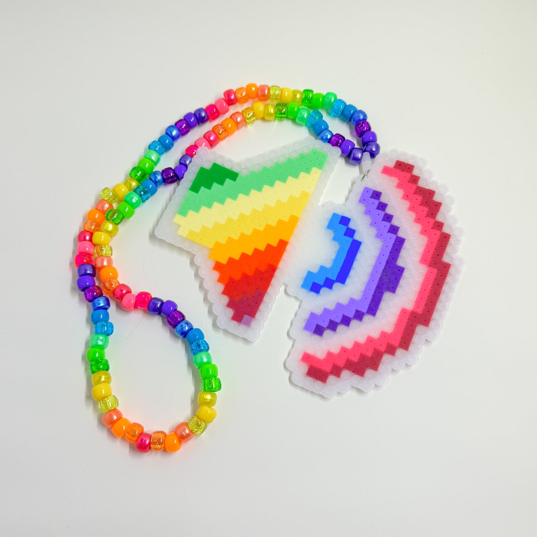 Turn It up Rainbow Volume Symbol Perler Kandi Necklace | Music Lover ...