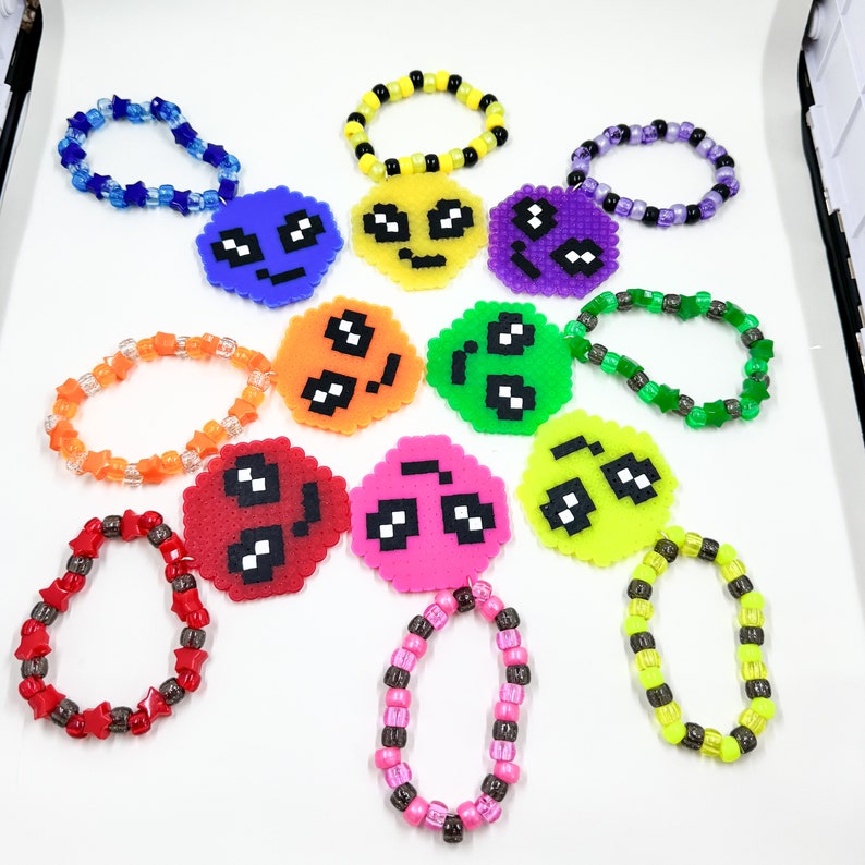8 Mini Perler Alien Kandi Bracelets | Out of This World | Rave Gear ...