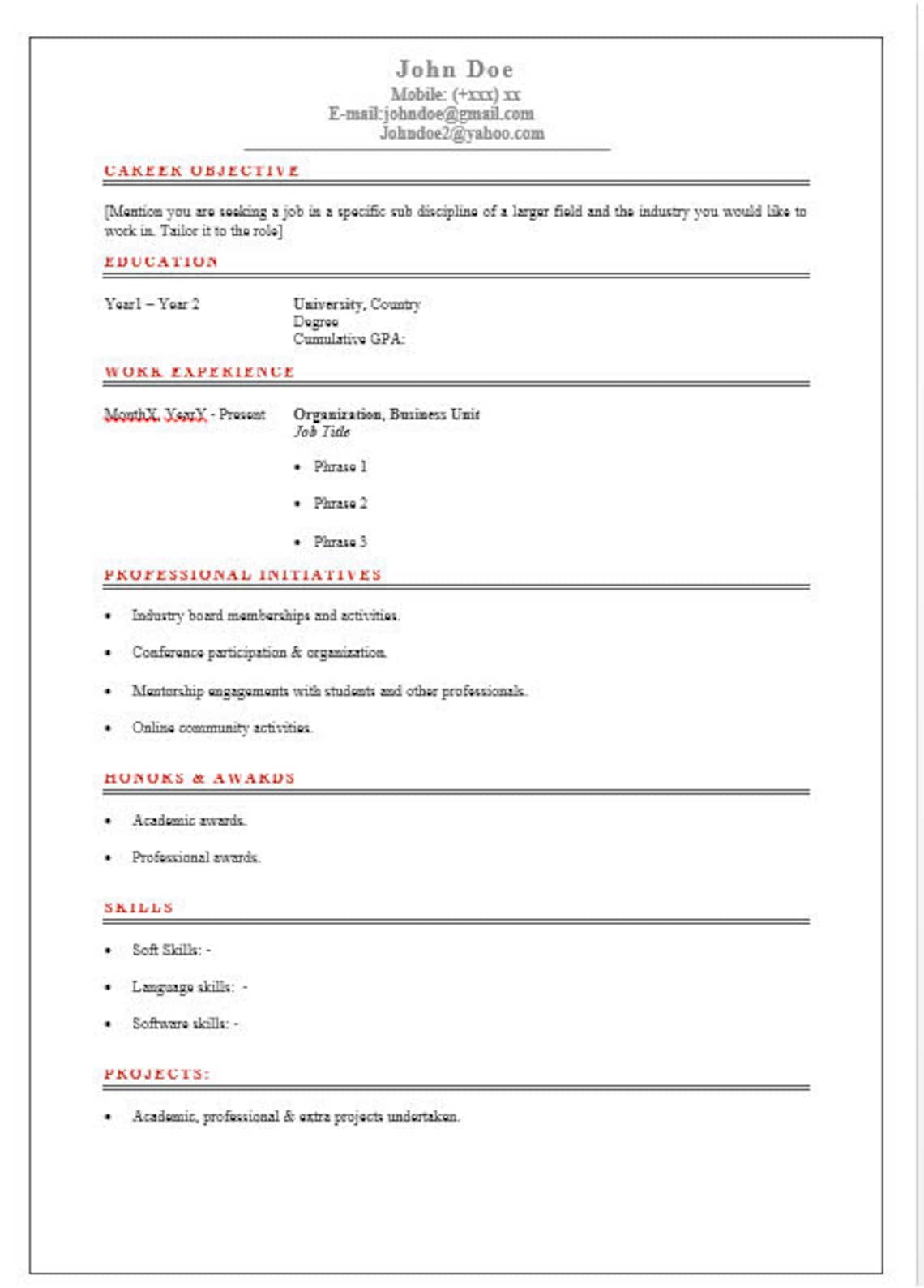 Professional Resume Template - Concise & Simple - Etsy