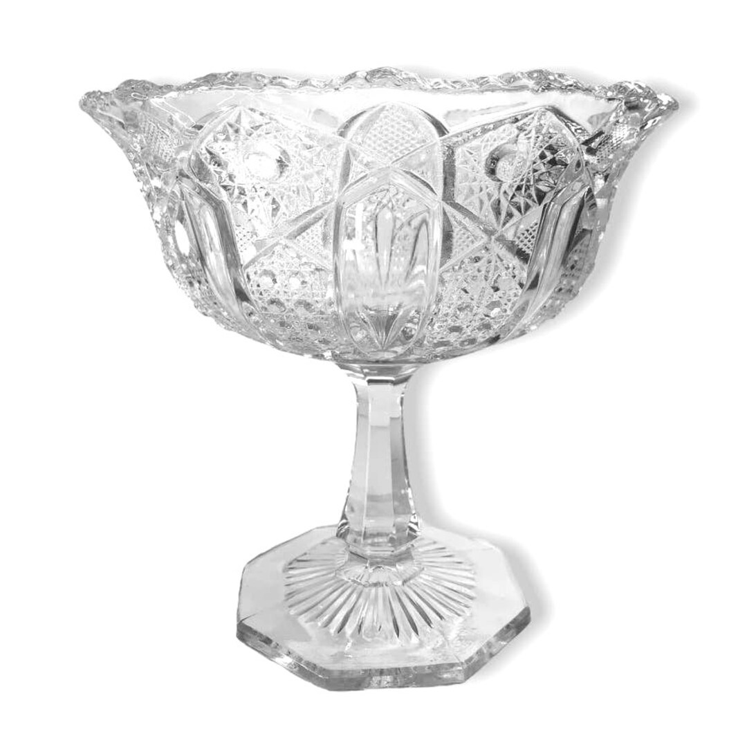 Quintec Footed Round Compote Mckee Pressed Clear Glass Vintage Candy ...