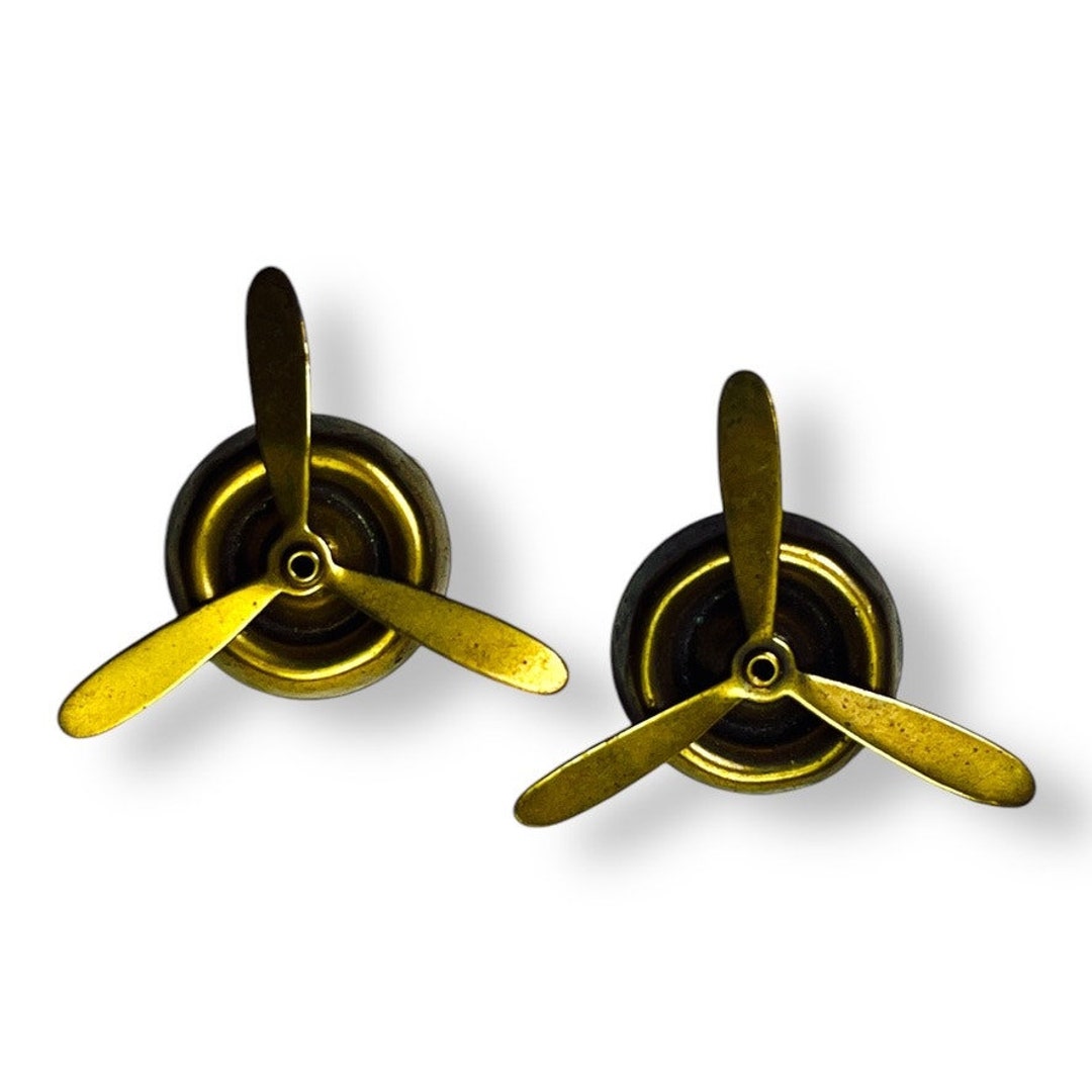 Airplane Spinning Propeller Clip on Earrings Vintage Aviation Steampunk ...