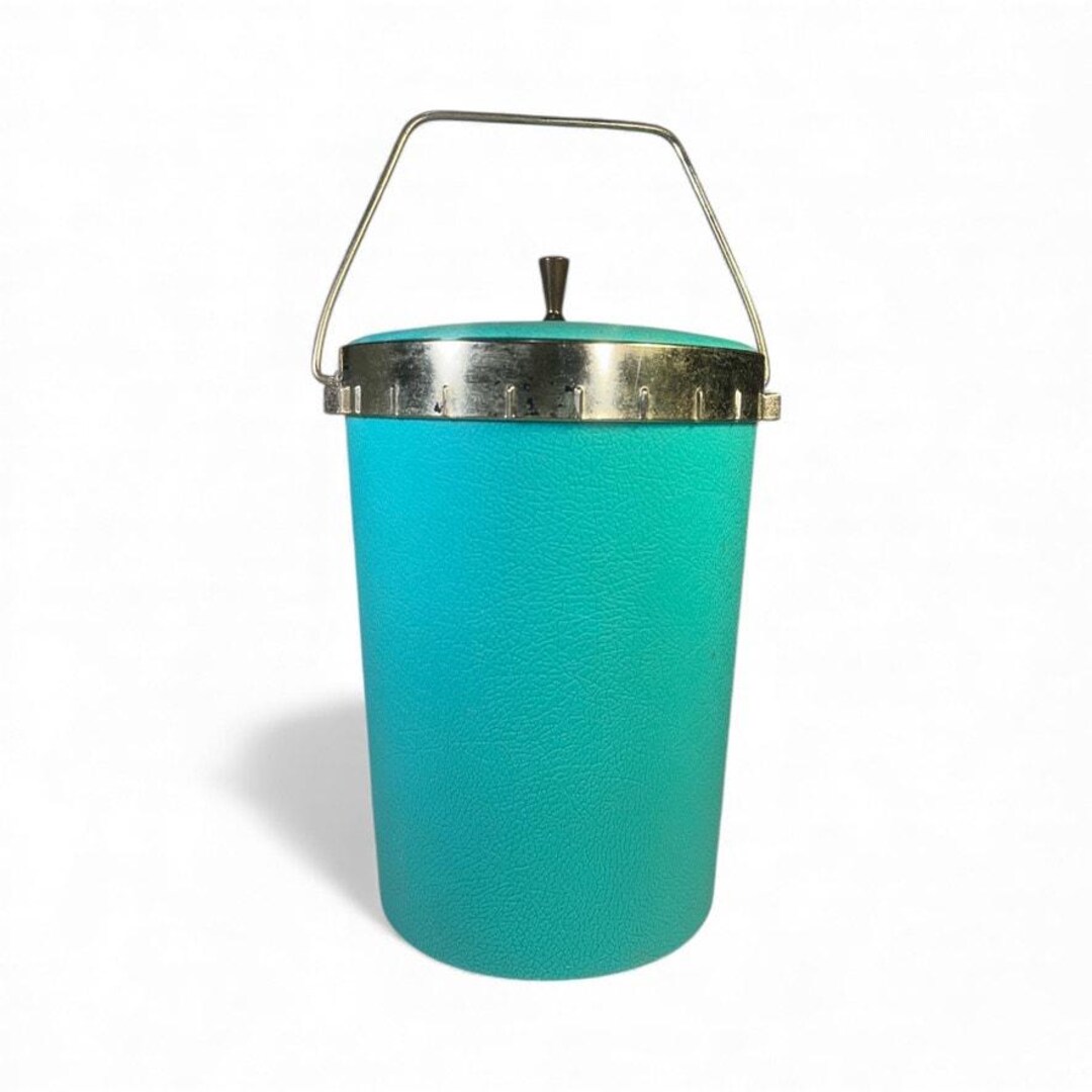 Turquoise Ice Bucket Mid Century Modern Atomic Plas-tex Vintage Barware ...