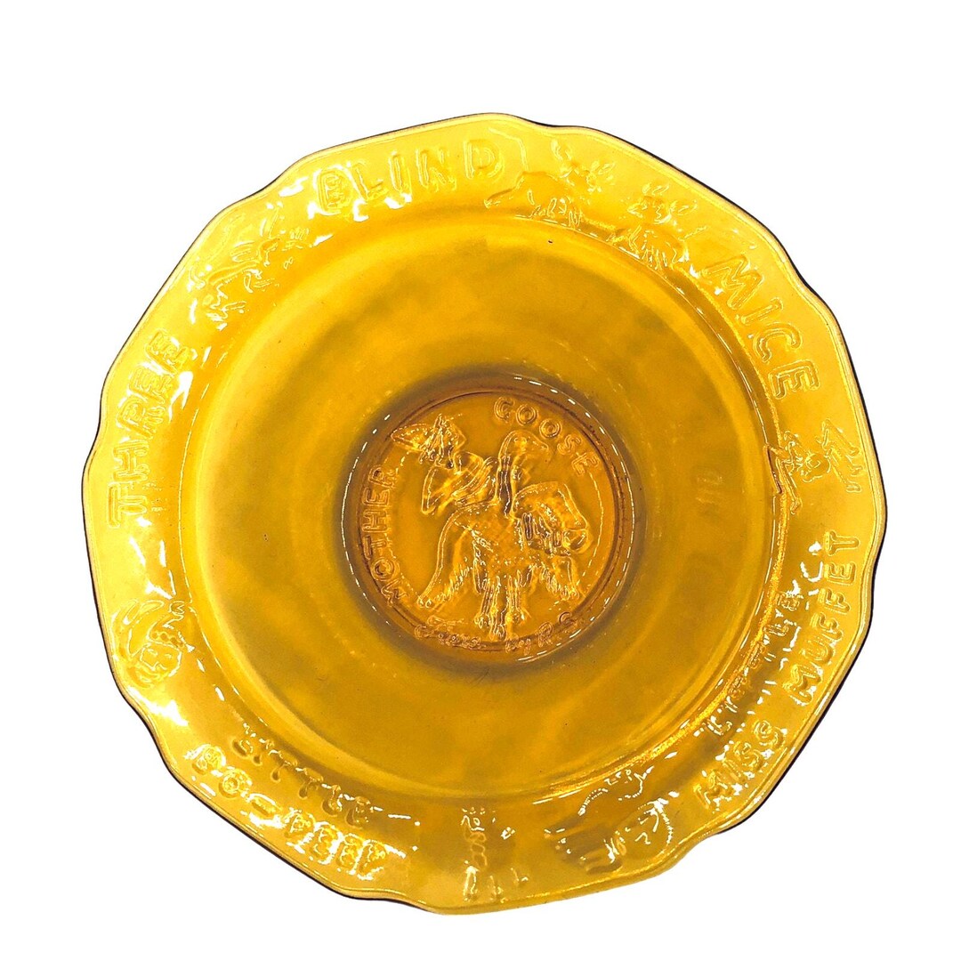Mother Goose Amber Glass Bowl, Tiara by R. S., Children's Bowl, Vintage ...
