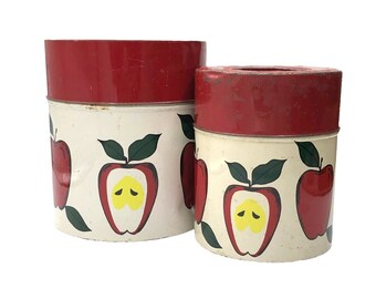 RED DELICIOUS. Vintage 1950's Aluminum Apple Canisters Set of 4 Mid ...