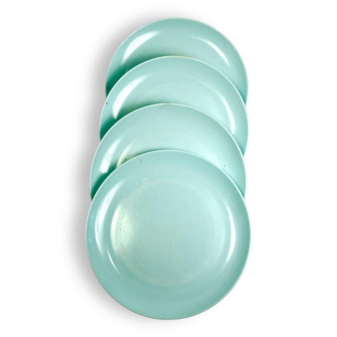 4 Sun Valley Melmac Turquoise Melamine Small Plates MCM Snack Dessert ...