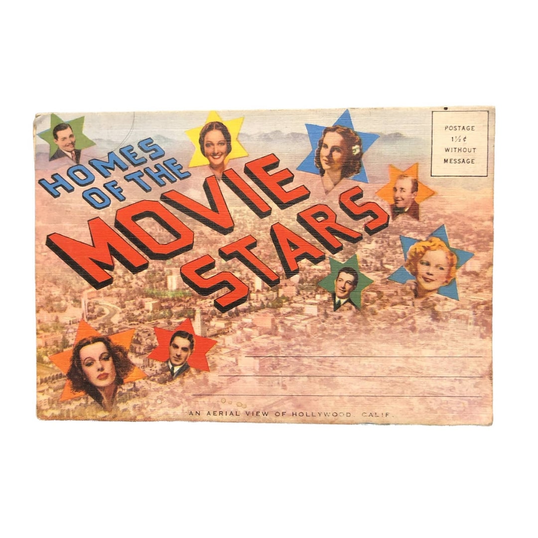 Postcard Folio, Homes of the Movie Stars, Vintage Travel Epemera, Bing ...