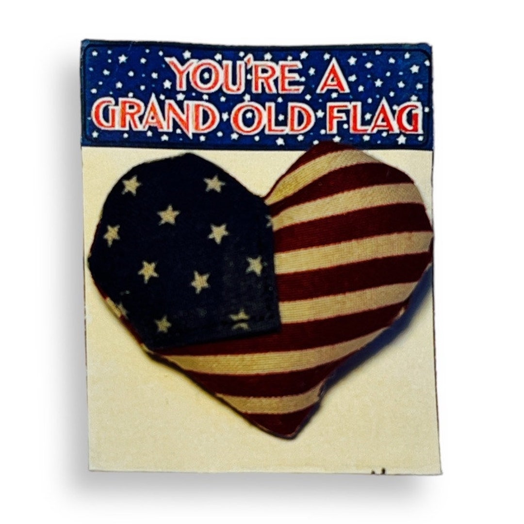 Puffy Fabric United States Flag Heart Pin, Handmade, Stars and Stripes ...