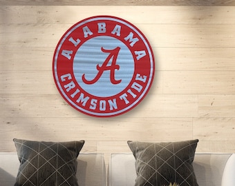 8" Aluminum Round Alabama BAMA Crimson Tide Houndstooth Football Sign ...
