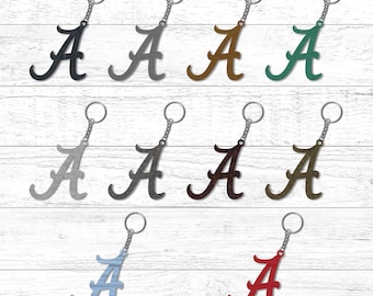 Hand Stamped Alabama Crimson Tide Keychain With Elephant Charm - Etsy