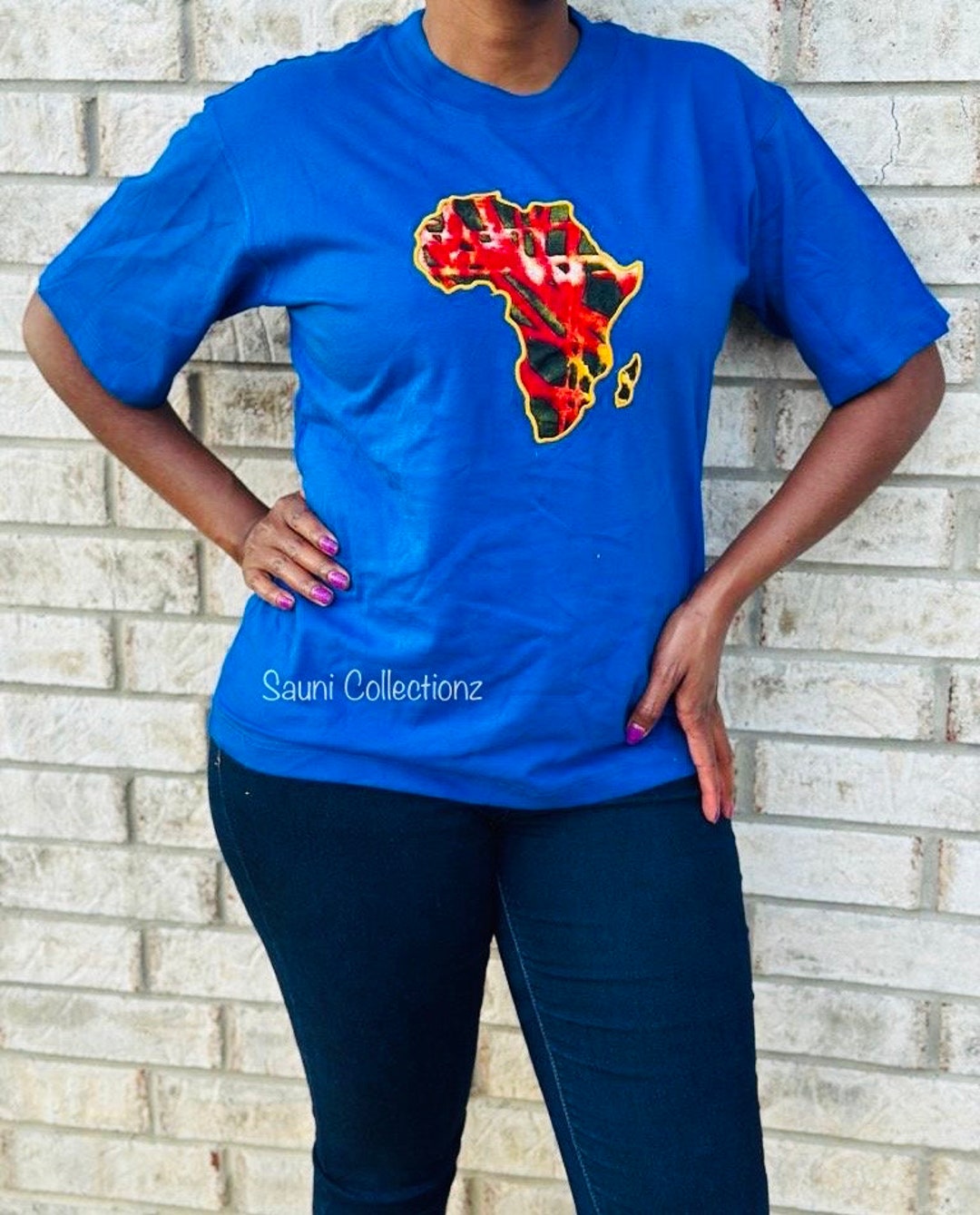 Blue African Map T-shirt: Afrocentric Unisex Tee - Etsy