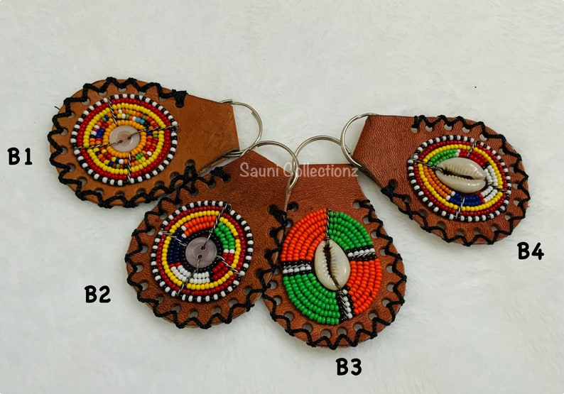 Kenyan Assorted Leather & Beaded Key Chains, - Etsy
