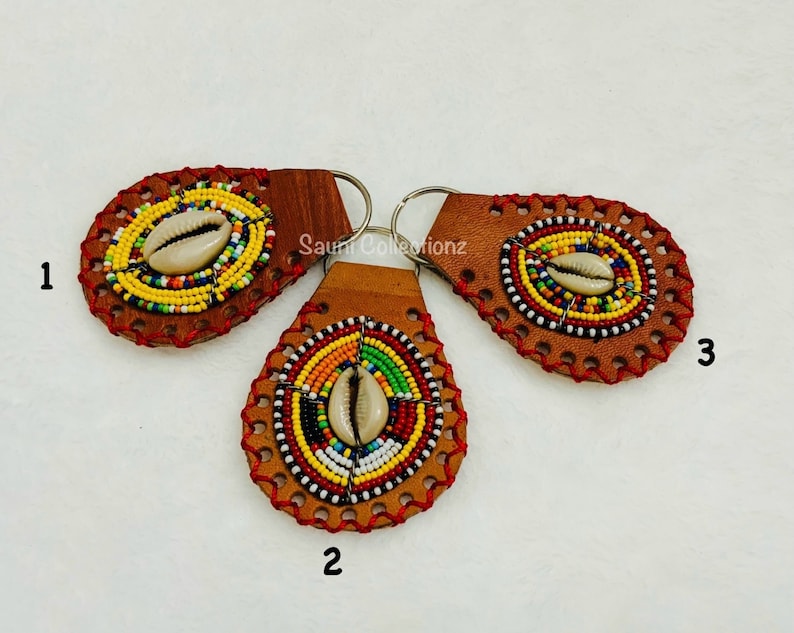 Kenyan Assorted Leather & Beaded Key Chains, - Etsy