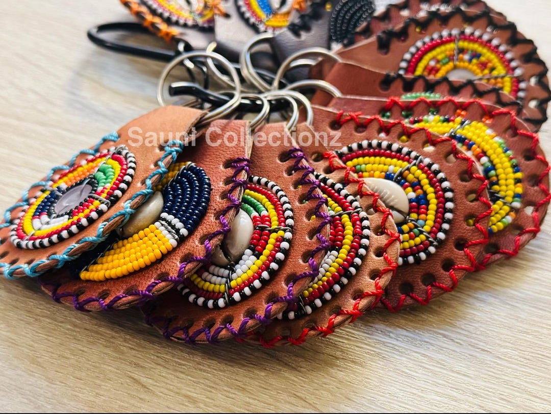 Kenyan Assorted Leather & Beaded Key Chains, - Etsy