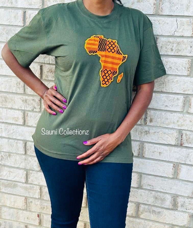 Jungle Green African Themed T-shirts, African Map T-shirts, African ...