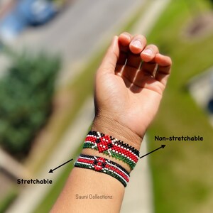 Kenya Flag Beaded Bracelet: Hand Woven Unisex Bangle (NON- STRETCHABLE ...
