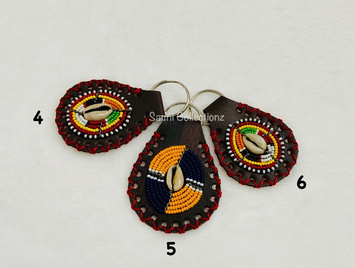 Kenyan Assorted Leather & Beaded Key Chains, - Etsy