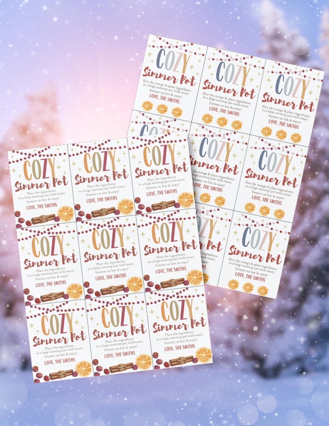 Editable PDF Simmer Pot Gift Tags, Fall Simmering Pot Labels Printable ...