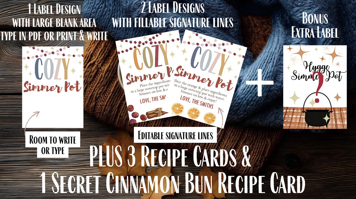 Editable PDF Simmer Pot Gift Tags, Fall Simmering Pot Labels Printable ...
