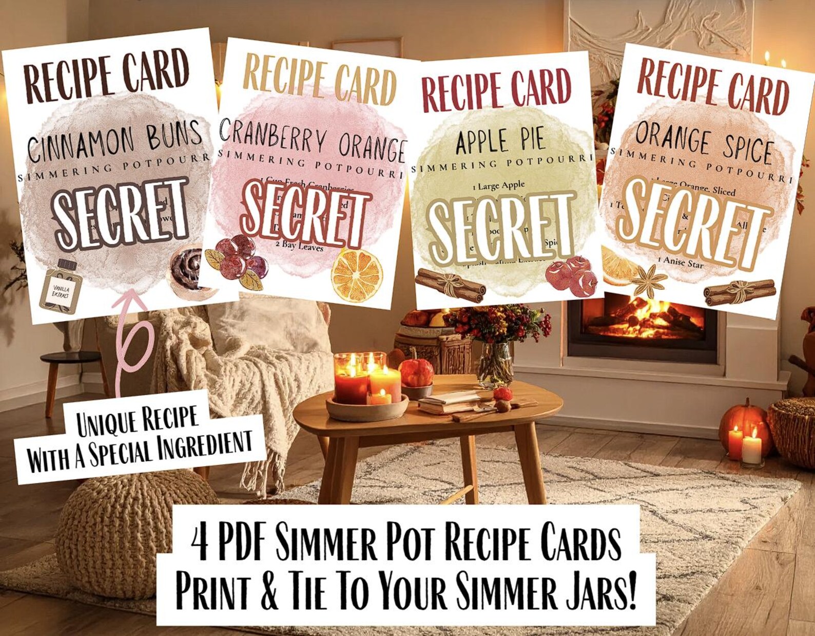 Editable PDF Simmer Pot Gift Tags, Fall Simmering Pot Labels Printable ...