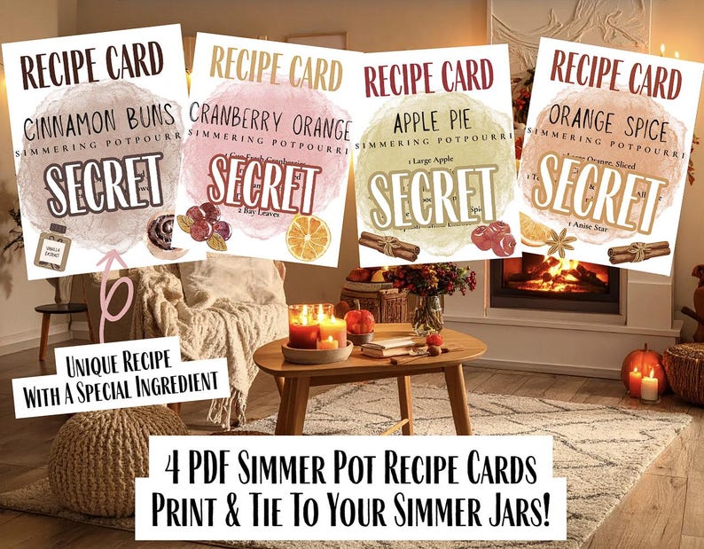 Editable PDF Simmer Pot Gift Tags, Fall Simmering Pot Labels Printable ...