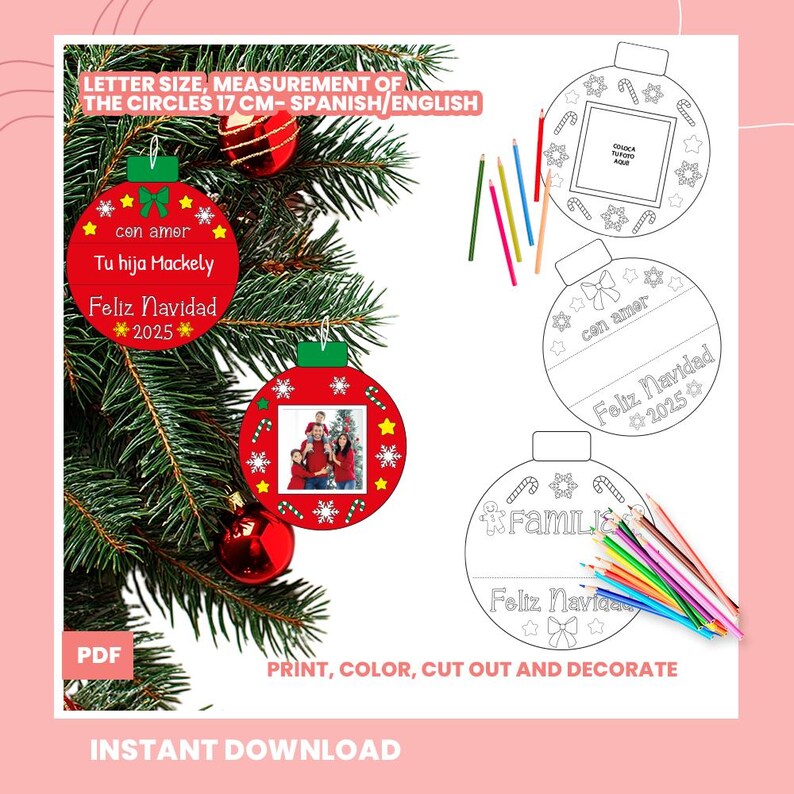 Printable Christmas Ornaments for Kids | Bolitas Navideñas Para ...