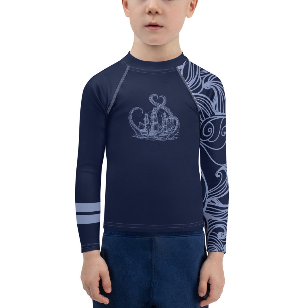Jiu Jitsu Kraken Blues - Kraken Octopus Rashie Kid's Athletic Rash ...