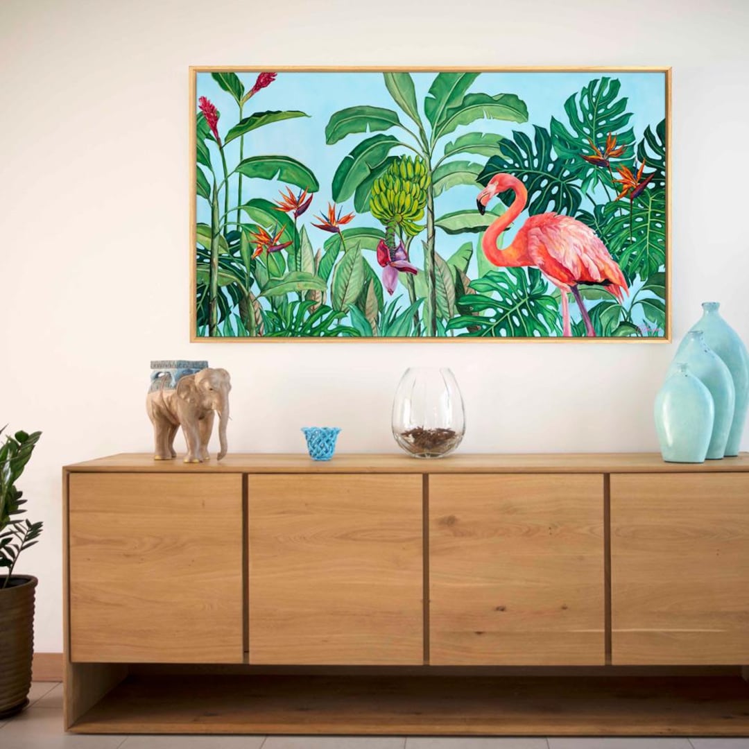 Tropical Fresco Painting Nature Canvas Painting Island Birds - Etsy