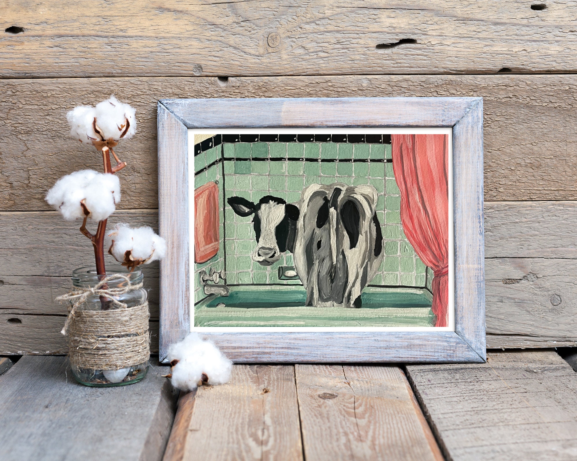 Cow Print Art Instant Download Cow Painting Farmhouse - Etsy