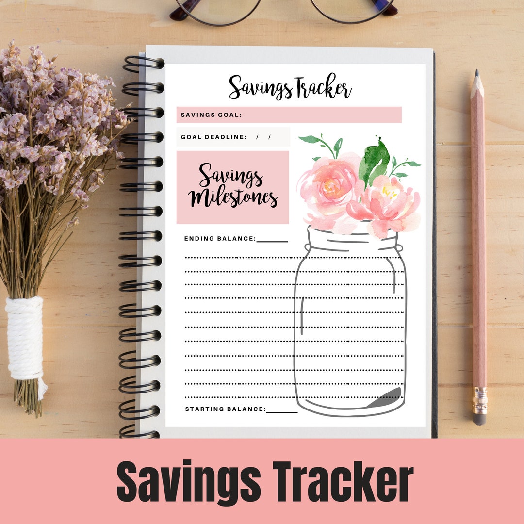 Savings Tracker | Savings Tracker Printable | Savings Jar | US Letter ...