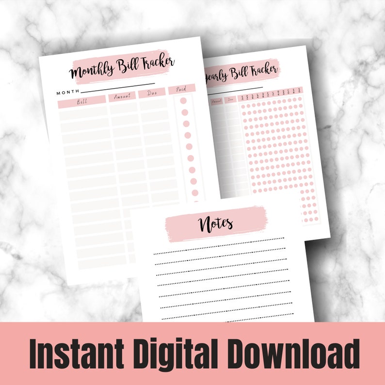 Bill Tracker Monthly Bill Tracker Printable Yearly Bill Planner Bill ...