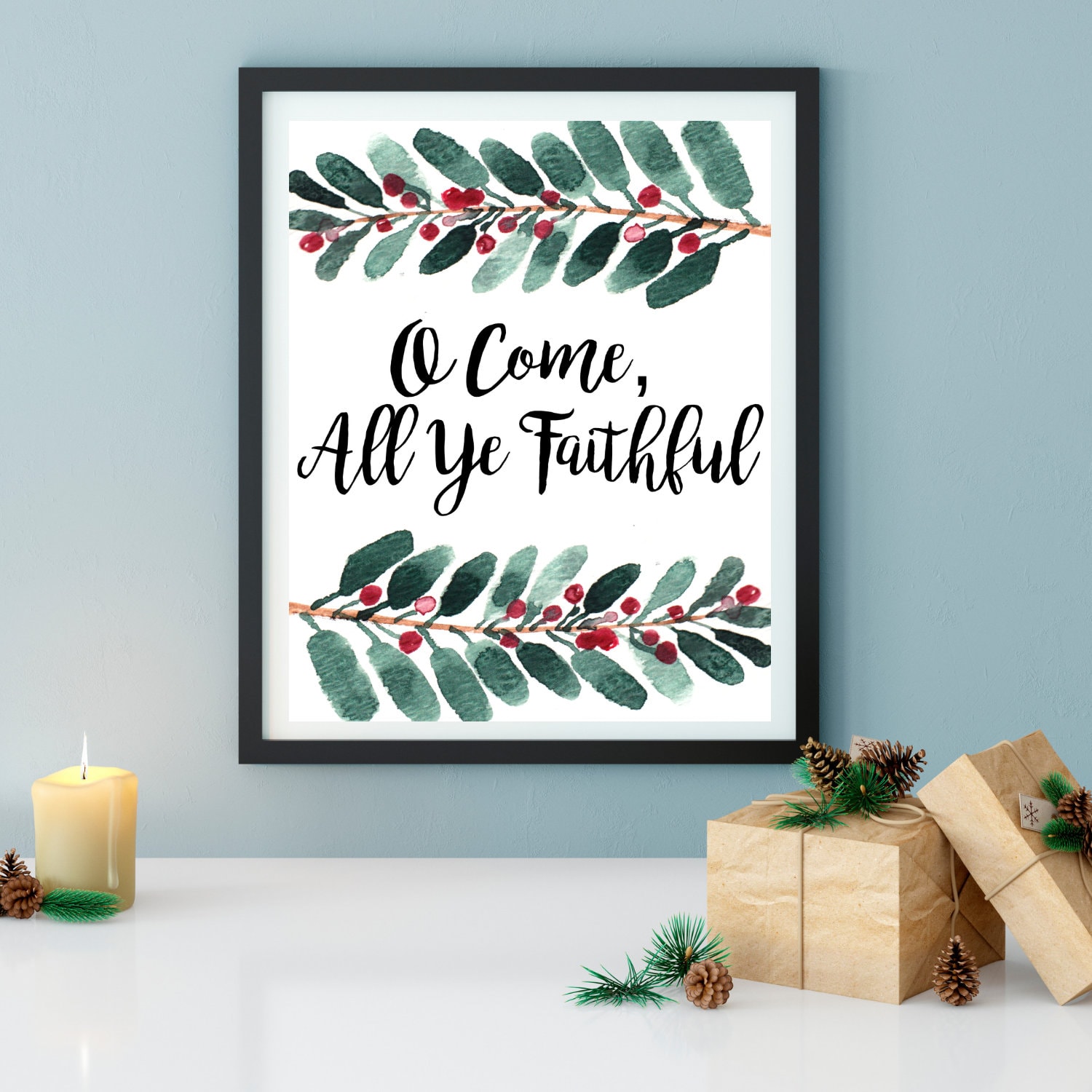 O Come All Ye Faithful Print, Instant Digital Download, Christmas ...