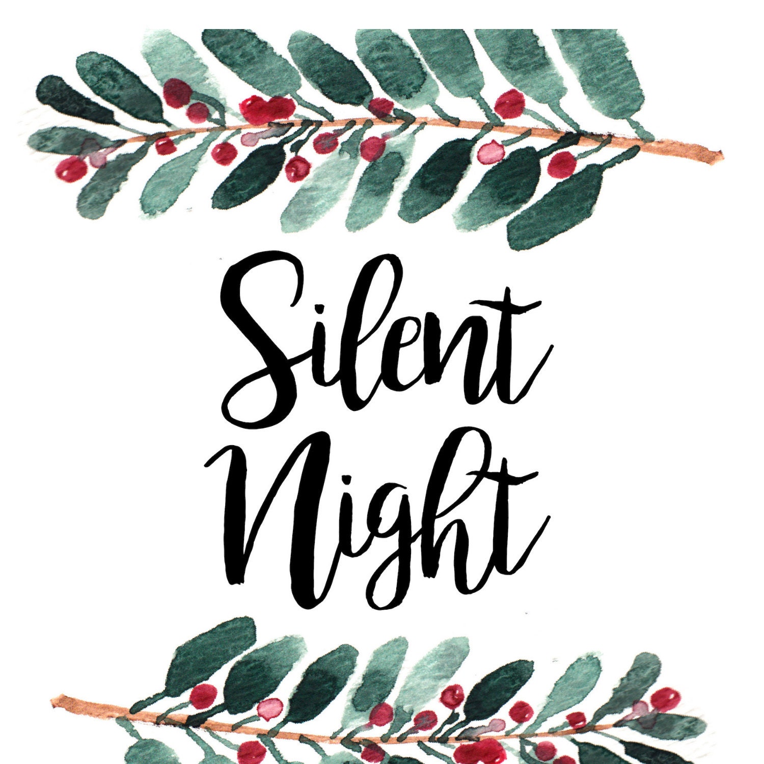 Silent Night, Instant Digital Download, Christmas Instant Printable ...