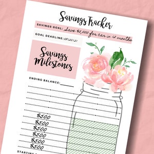 Savings Tracker | Savings Tracker Printable | Savings Jar | US Letter ...