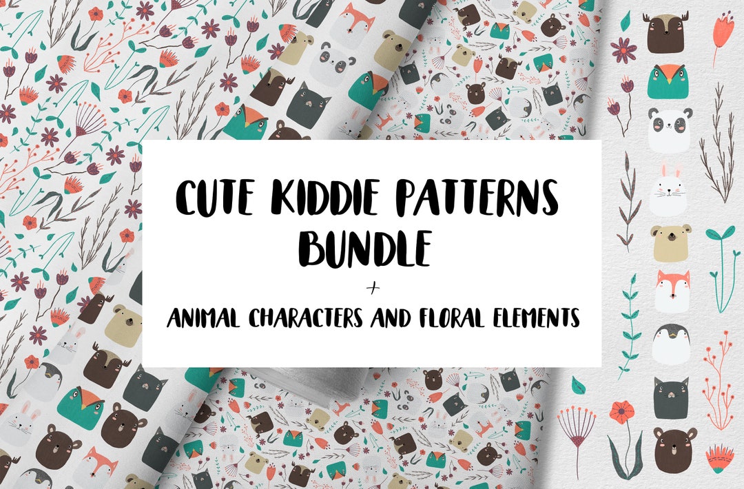 Digital Baby Nursery Printable Pattern Paper With Animal Characters and ...