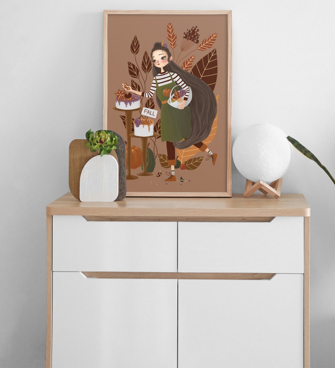 Fall Print Wall Art With Baker Girl Cakes Cheesecakes | Etsy