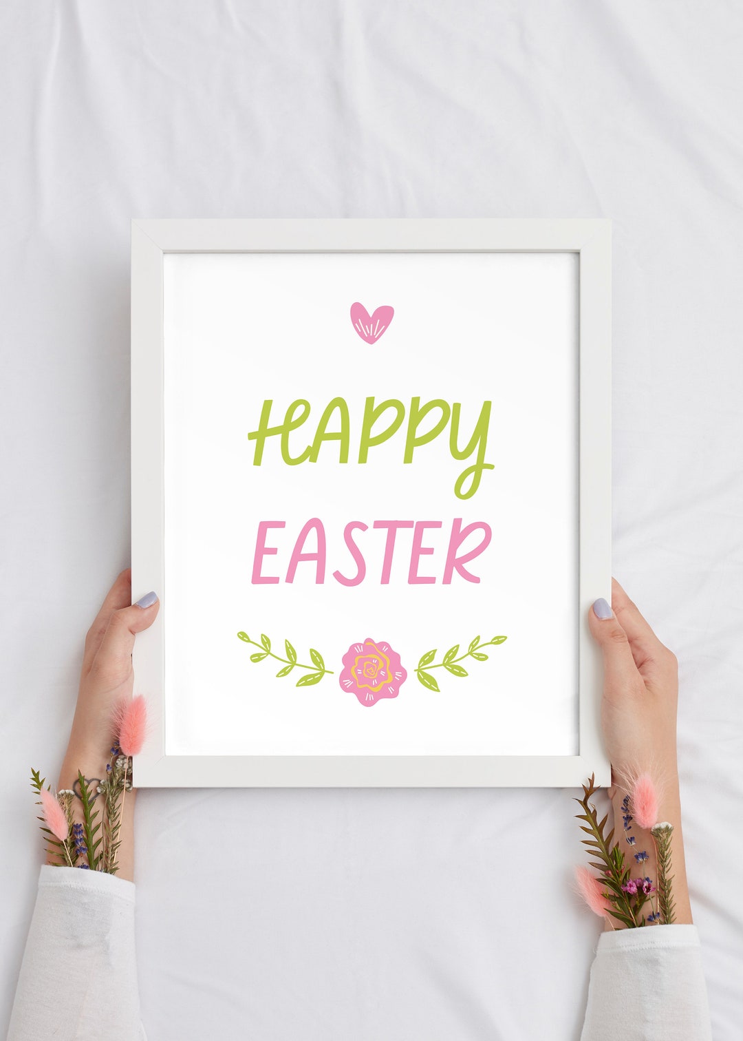 Happy Easter Sign Easter Wall Art DIY Spring Kids Room Decor Pastel ...