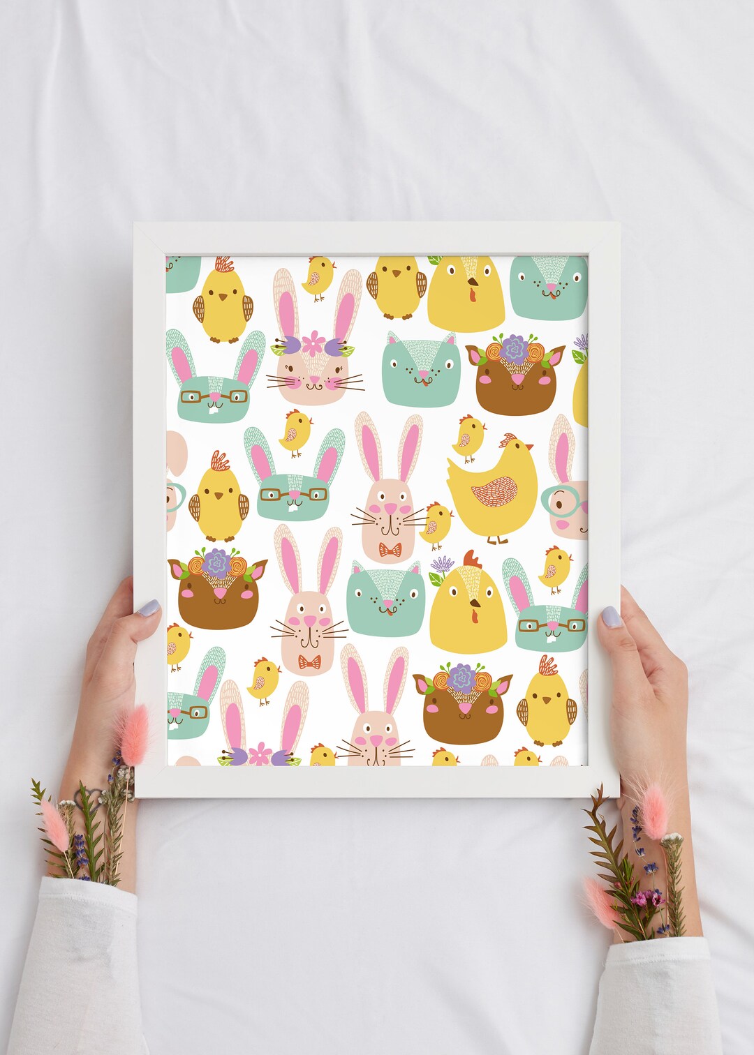 Easter Bunny Wall Art Happy Easter Sign Easter Wall Art Printable ...