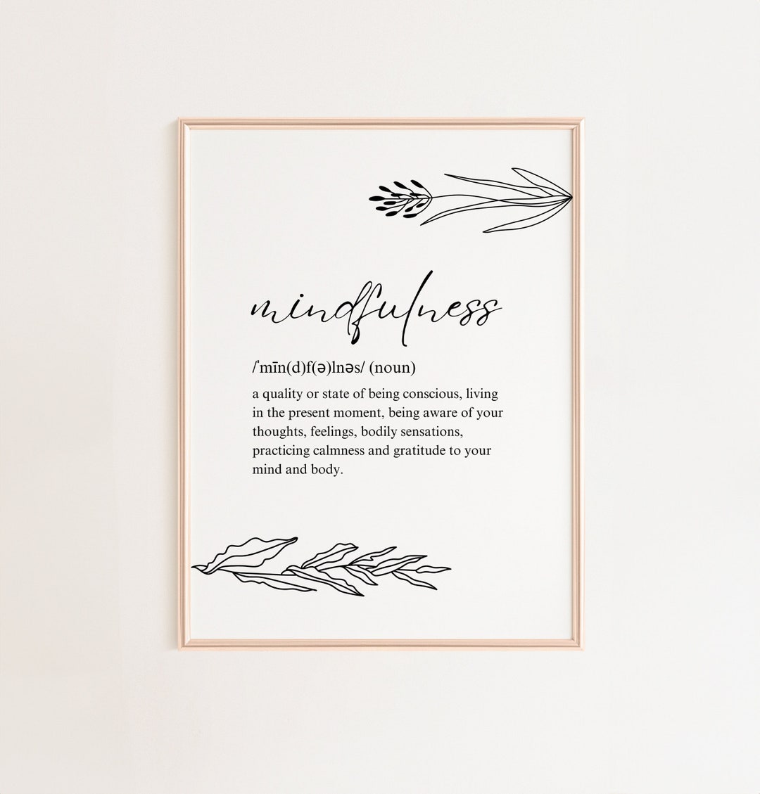 Mindfulness Definition Print Mental Health Poster Therapy Office Decor ...