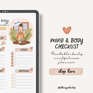 Mindfulness Checklist, Daily Self Care Planner Daily to Do List ...